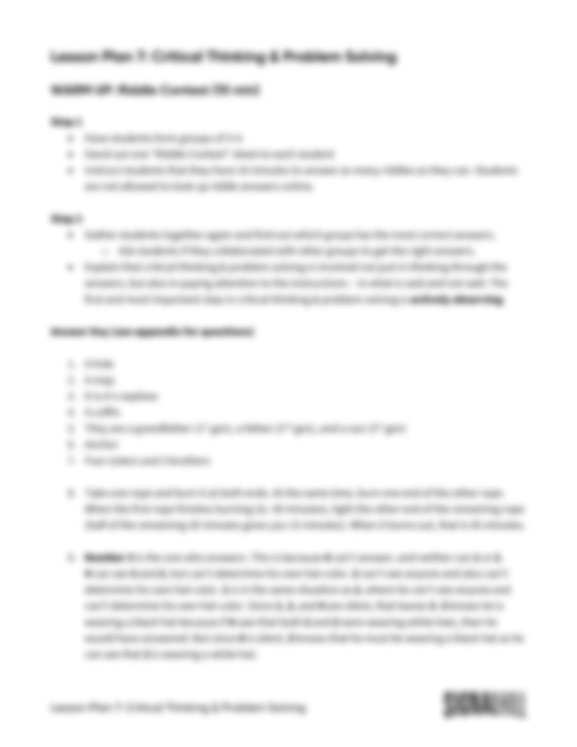 Grades 9-12 Lesson Plan: Critical Thinking & Problem Solving – Signal Hill