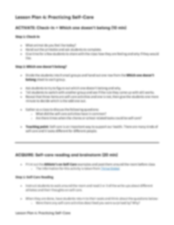 Grades 6-8 Lesson Plan: Practicing Self-Care – Signal Hill