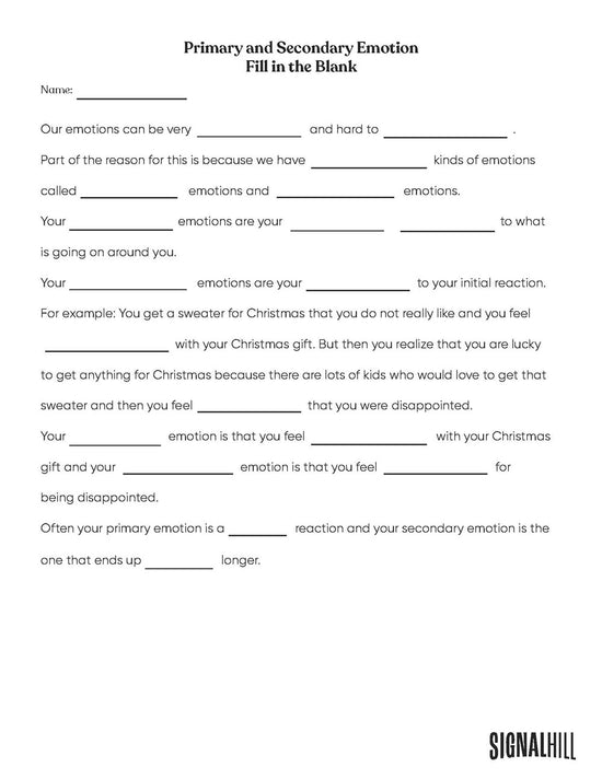 Grades 6-8 Lesson Plan: Primary & Secondary Emotions – Signal Hill