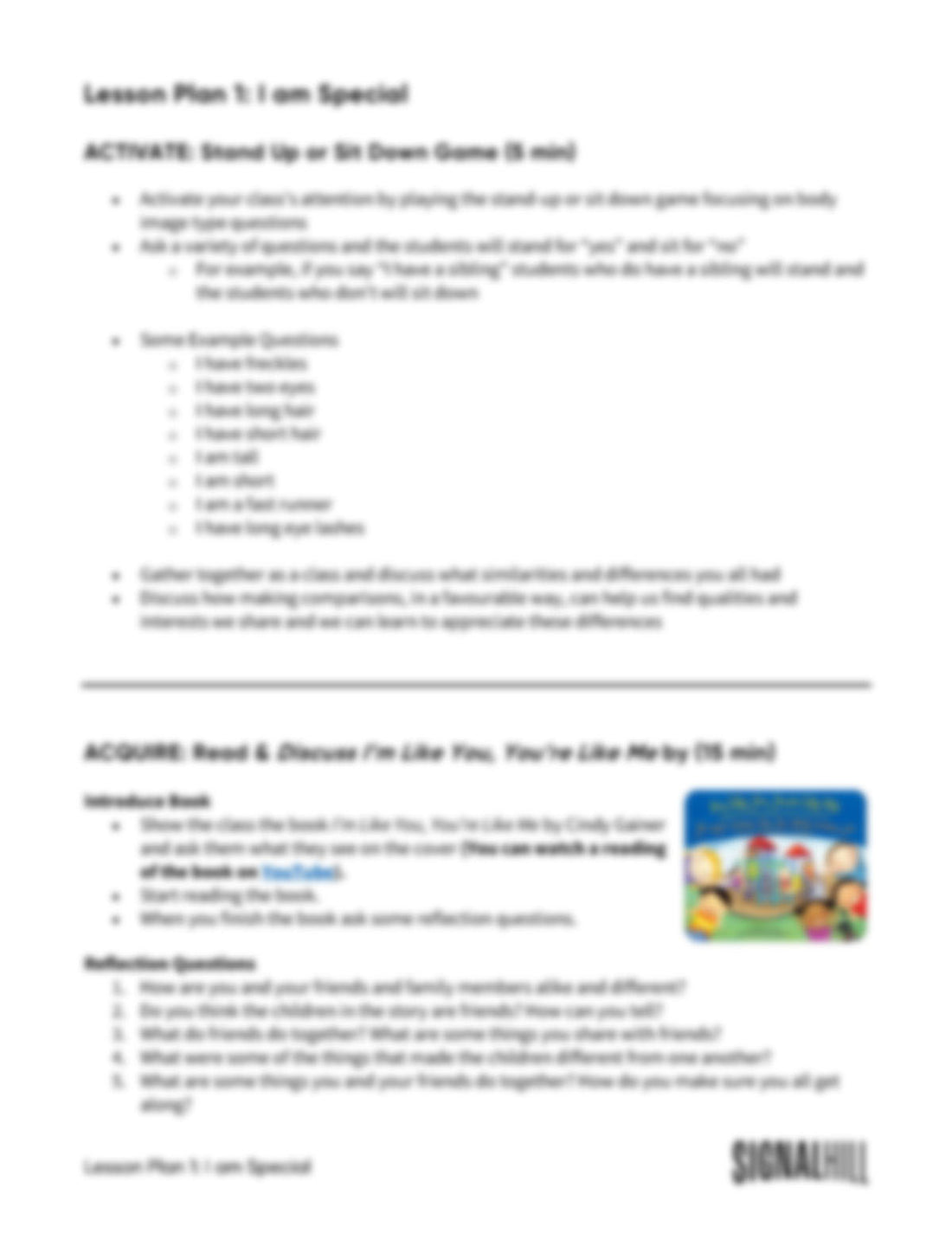 Grades K-2 Lesson Plan: I am Special – Signal Hill
